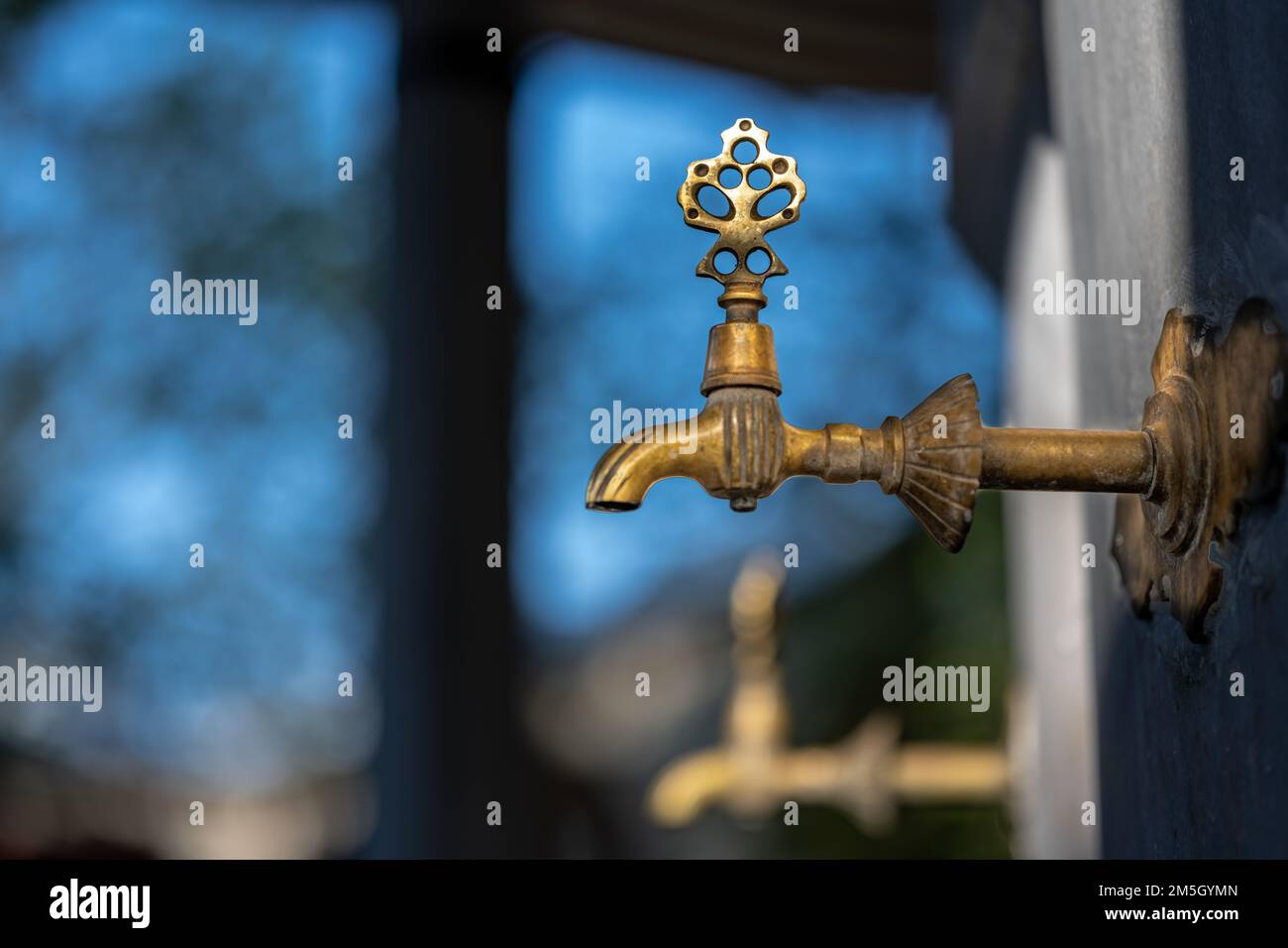 Turkish Ottoman style antique ablution tap at the ablution fountain ...