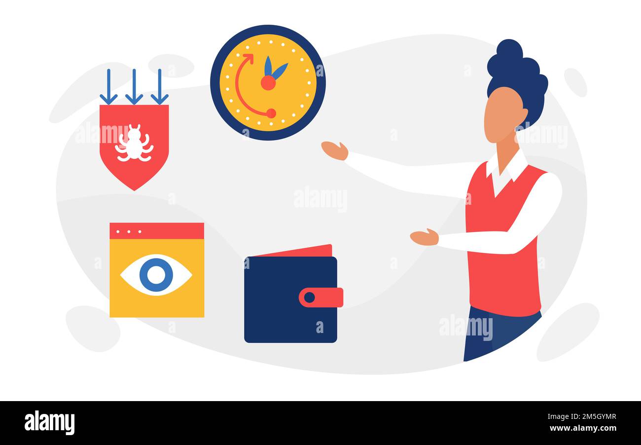 Virtual money protection concept vector illustration. Cartoon security ...