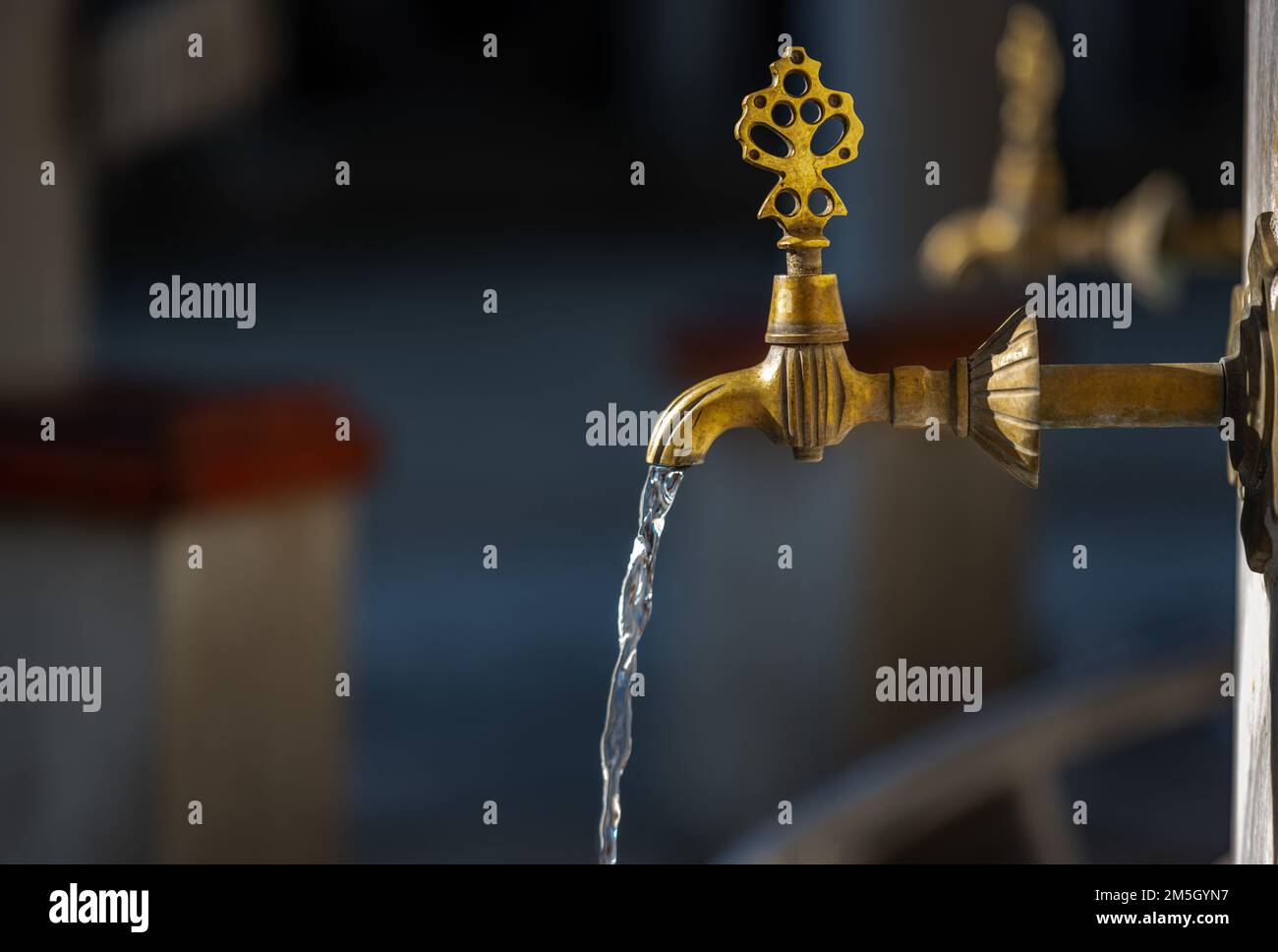 Turkish Ottoman style antique ablution tap at the ablution fountain ...