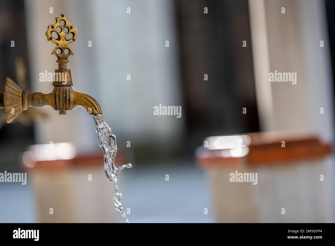 Turkish Ottoman style antique ablution tap at the ablution fountain ...