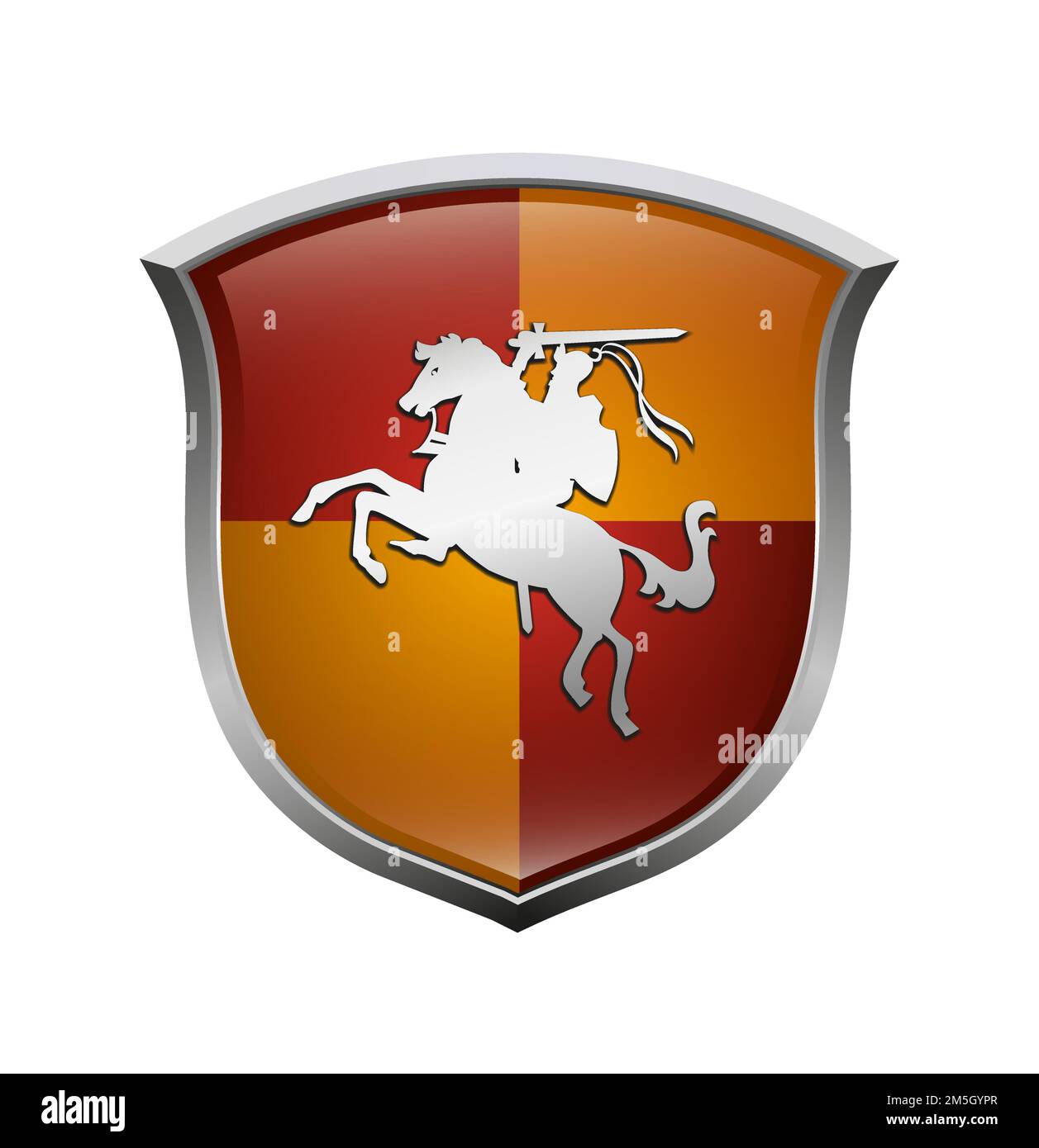 Red and yellow protection shield isolated on white background Stock ...