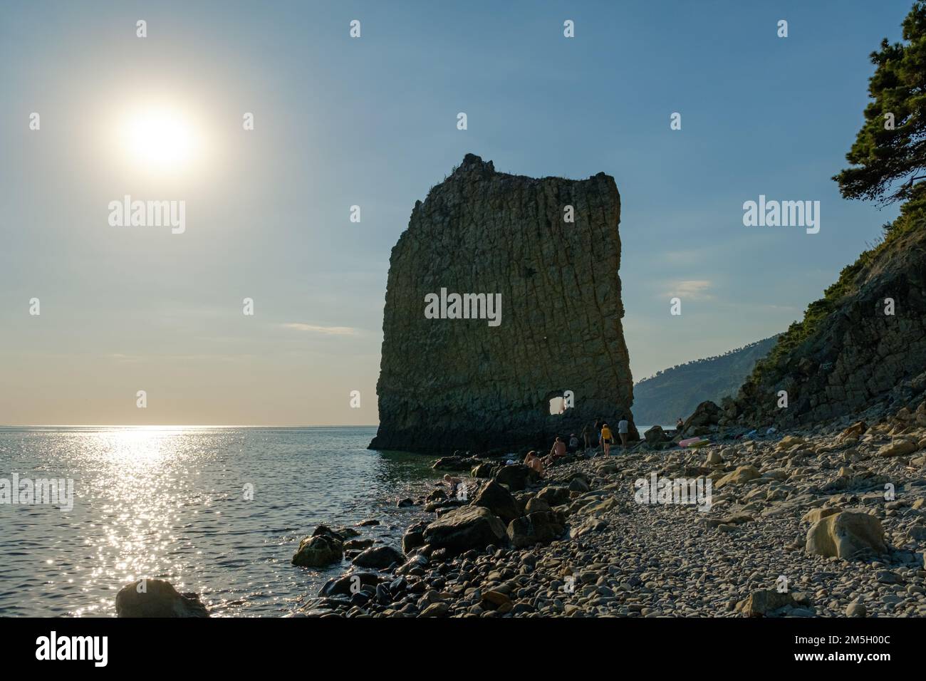 Close-up view of the rock Sail against the background of the sea ...