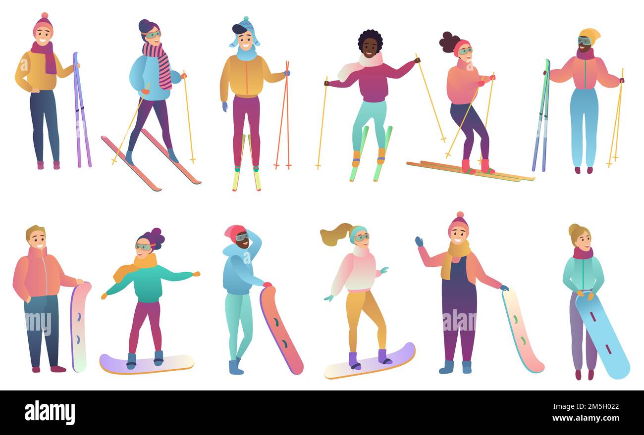 Skiers cartoon hi-res stock photography and images - Alamy