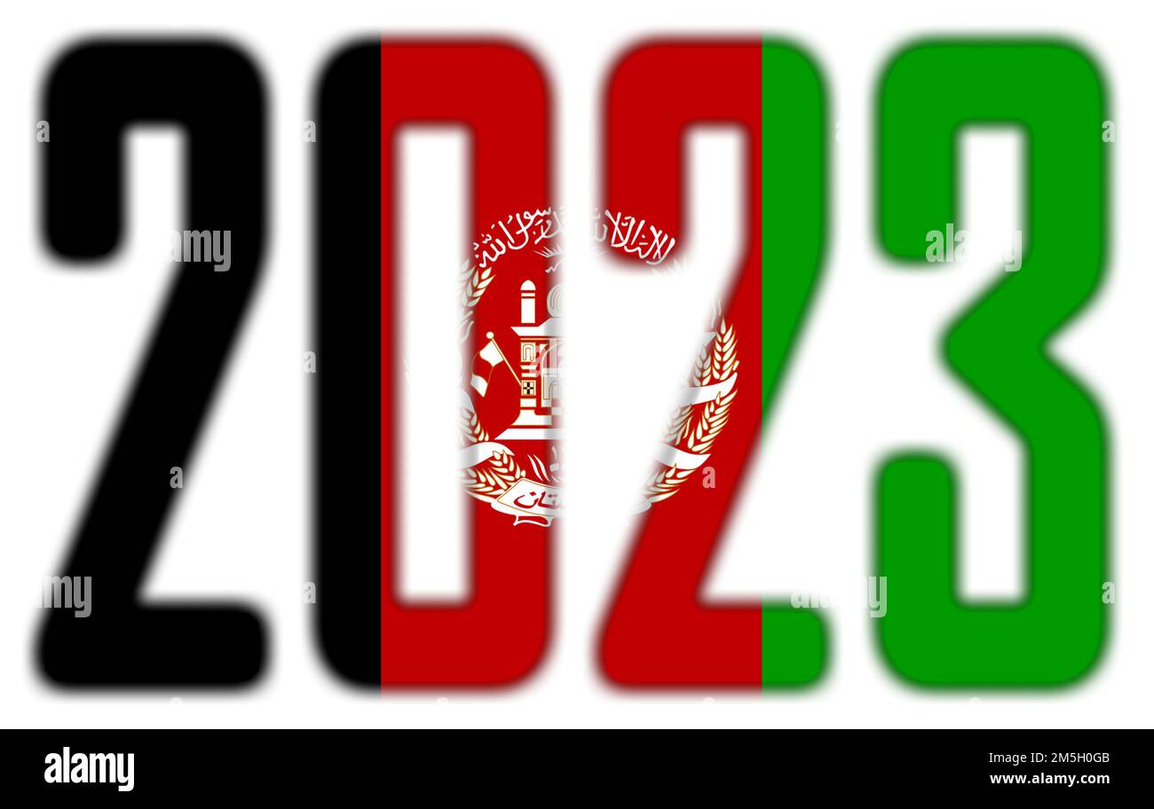 2023, isolated on white - With the Flag of Afghanistan Stock Photo - Alamy