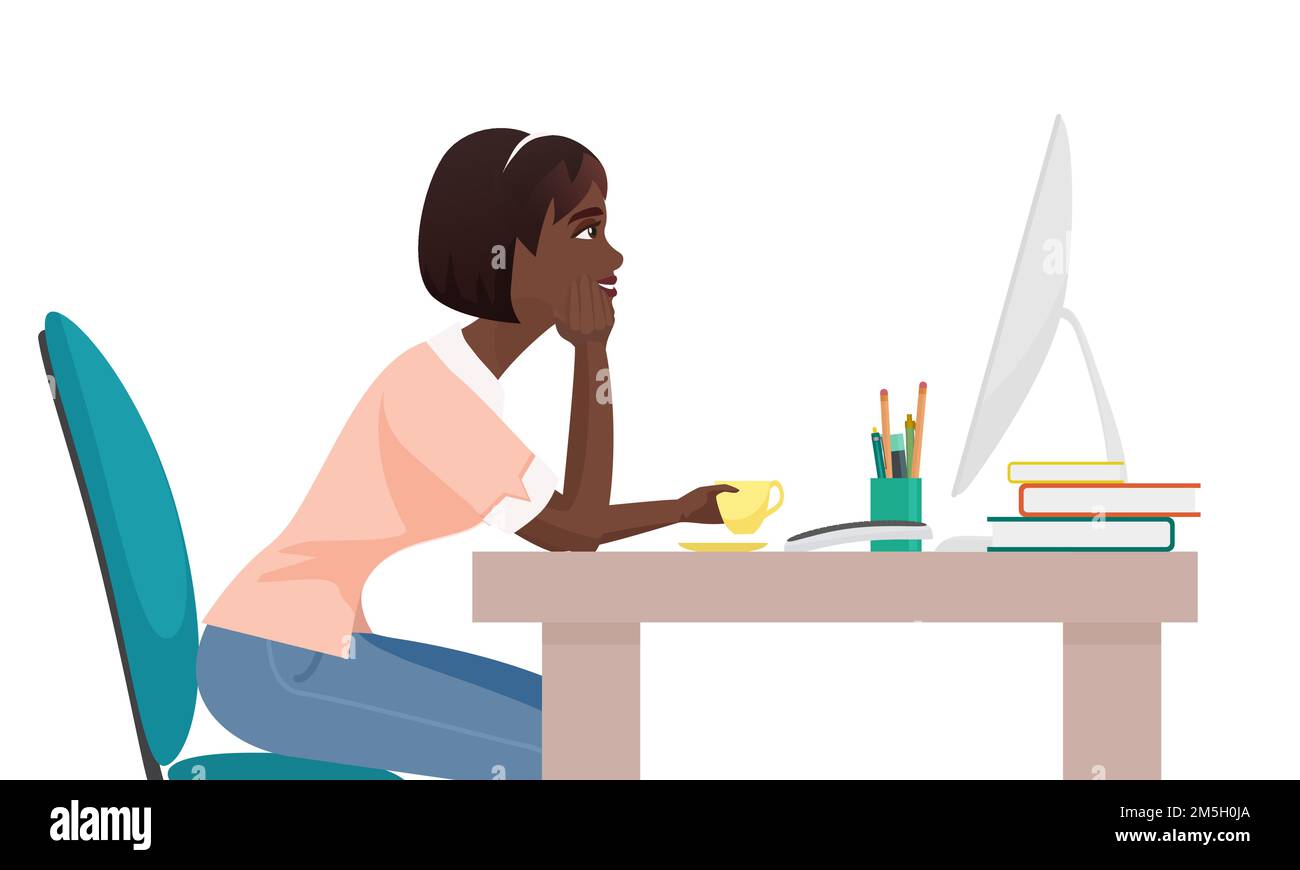 Looking woman at home image Stock Vector Images - Alamy