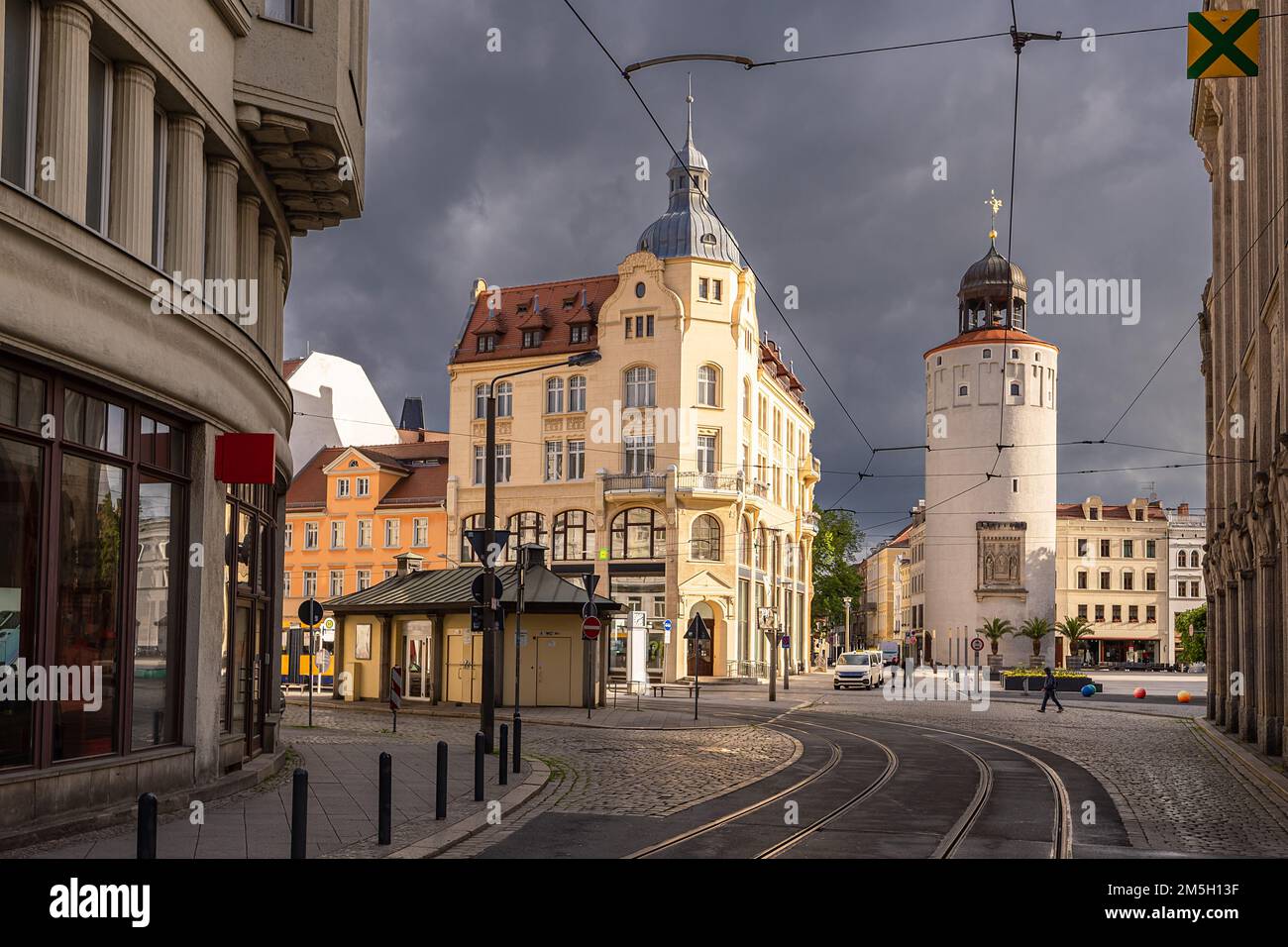 View Of The Thick Tower In The City Of Gorlitz Stock Photo - Alamy