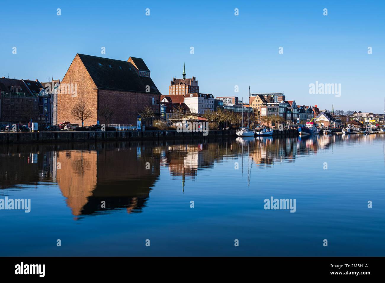 View Over The Warnow River To The City Harbor In The Hanseatic City Of ...