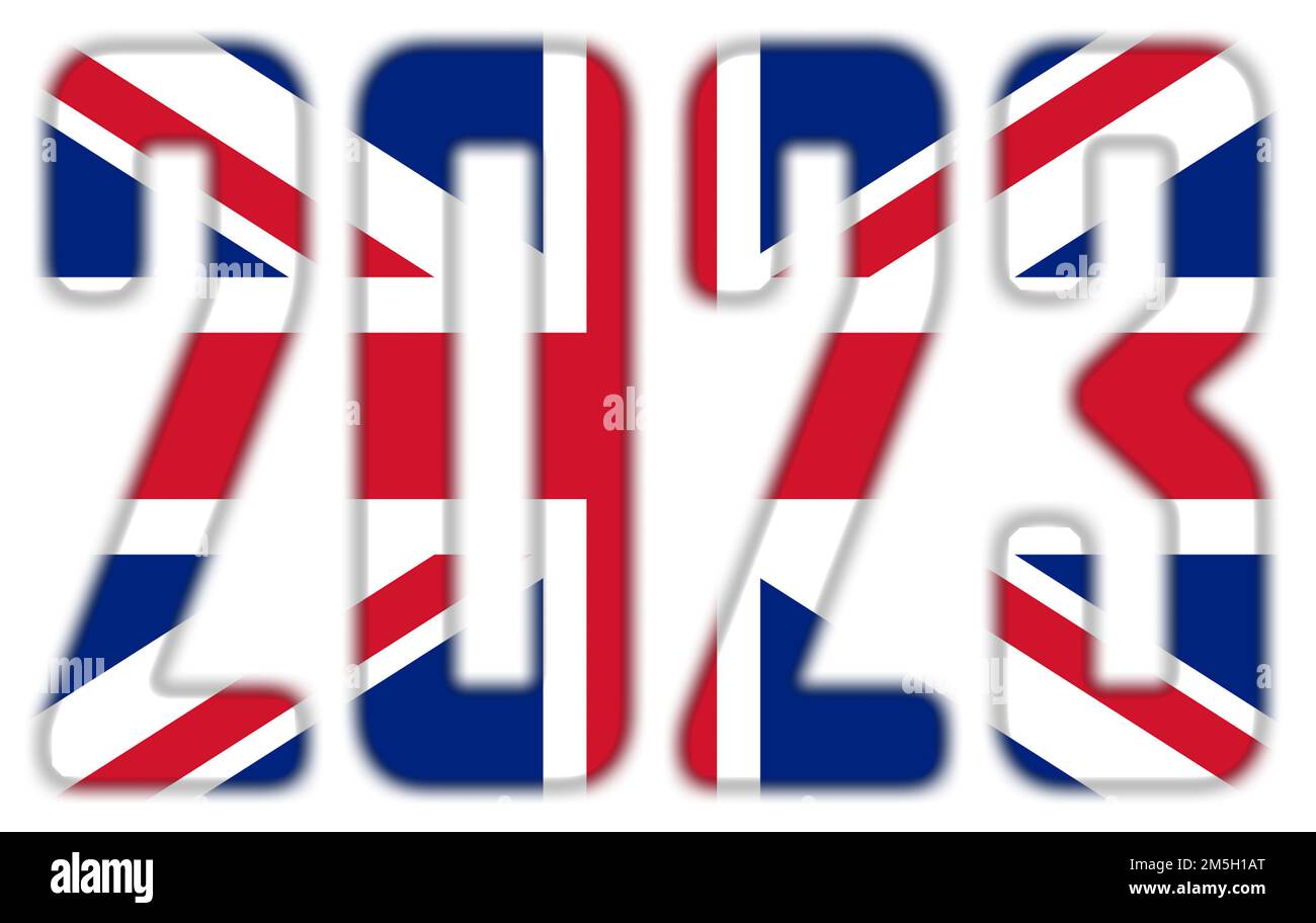 2023, isolated on white - With the Flag of the United Kingdom Stock ...