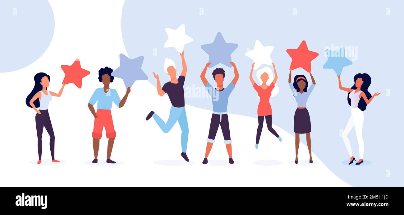 People customer review vector illustration concept. Cartoon flat man ...