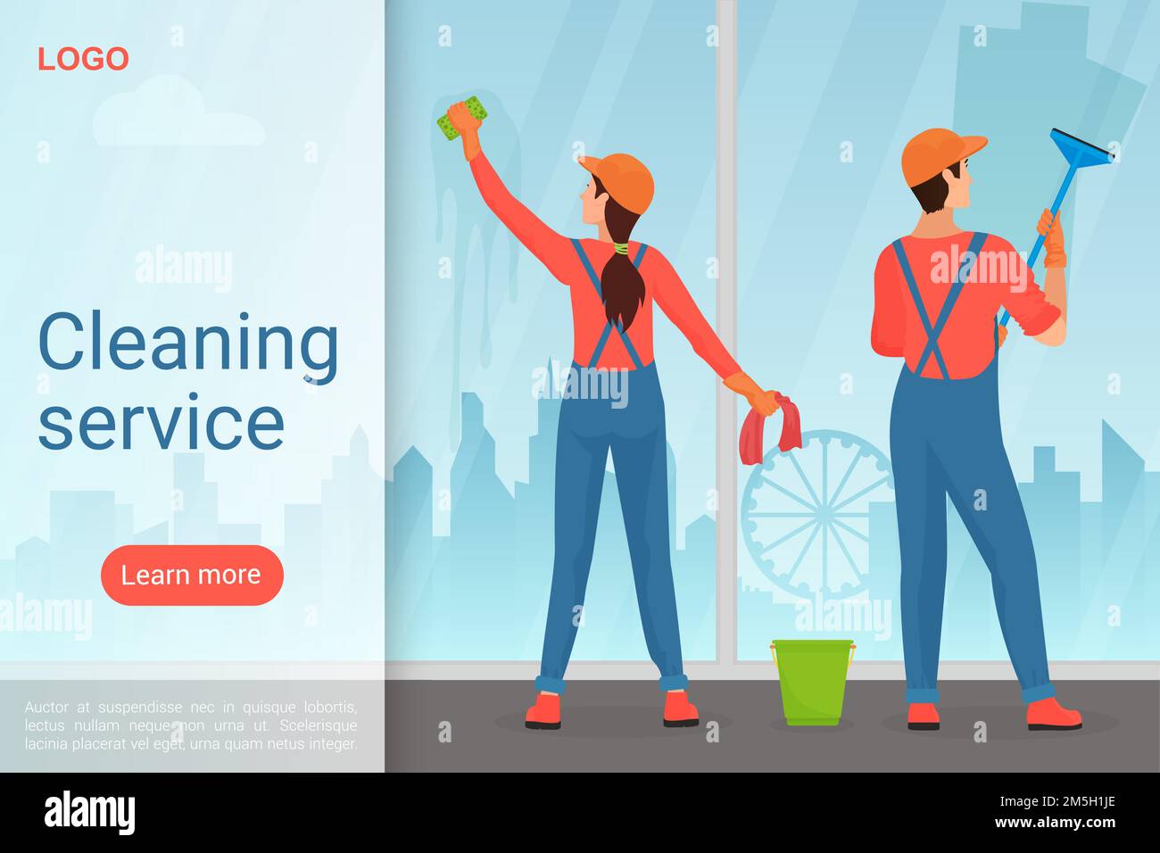 Cleaning service, housekeeping business landing page template Stock ...