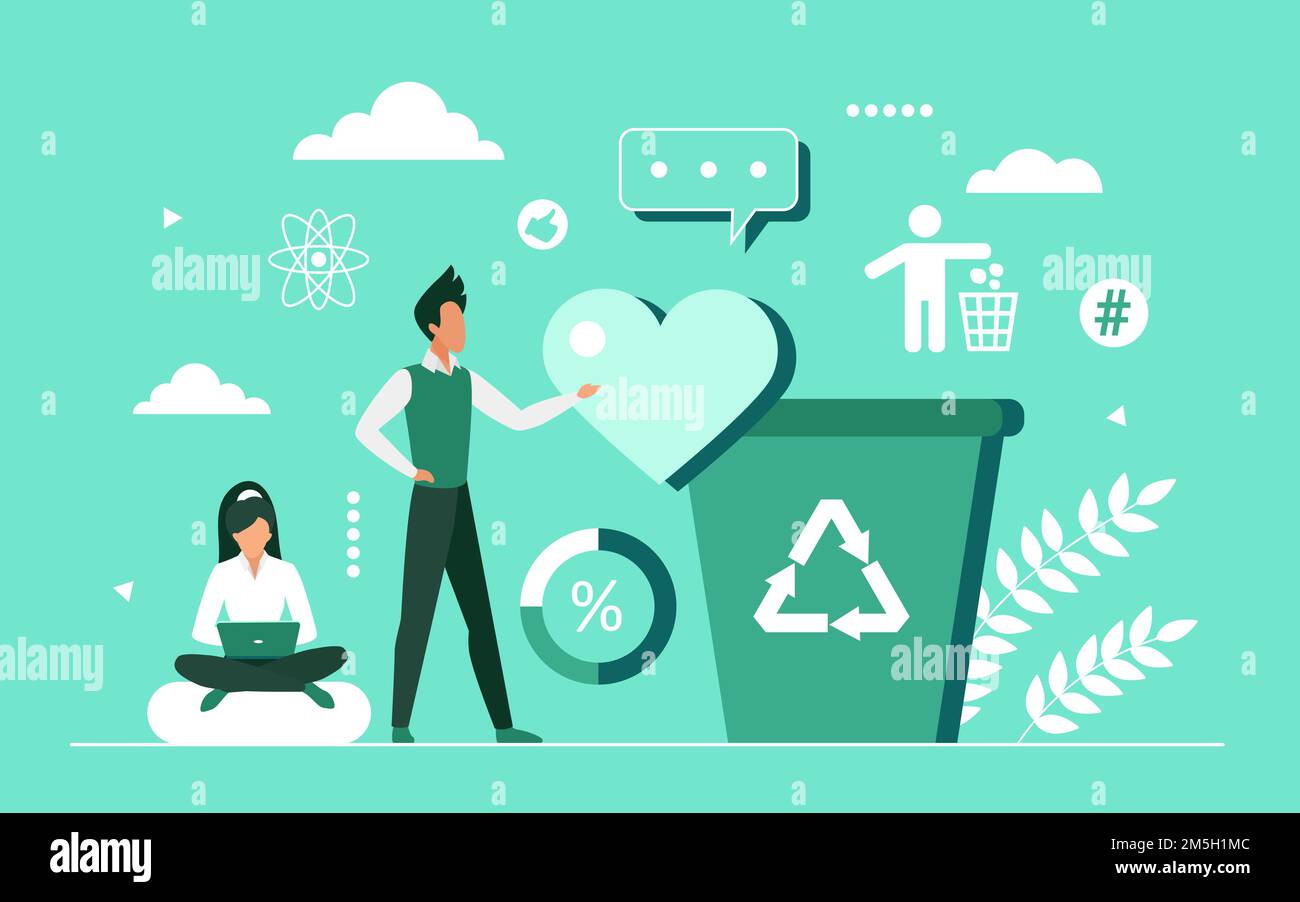 Eco green environmental recycle concept with cartoon people Stock ...