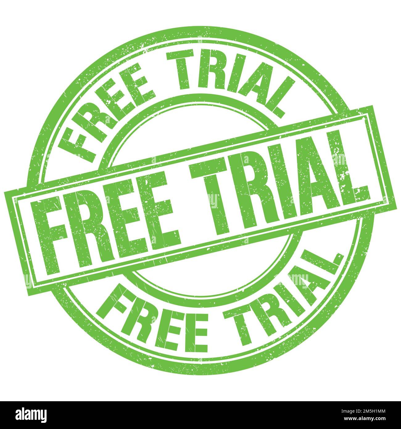 FREE TRIAL text written word on green round stamp sign Stock Photo - Alamy