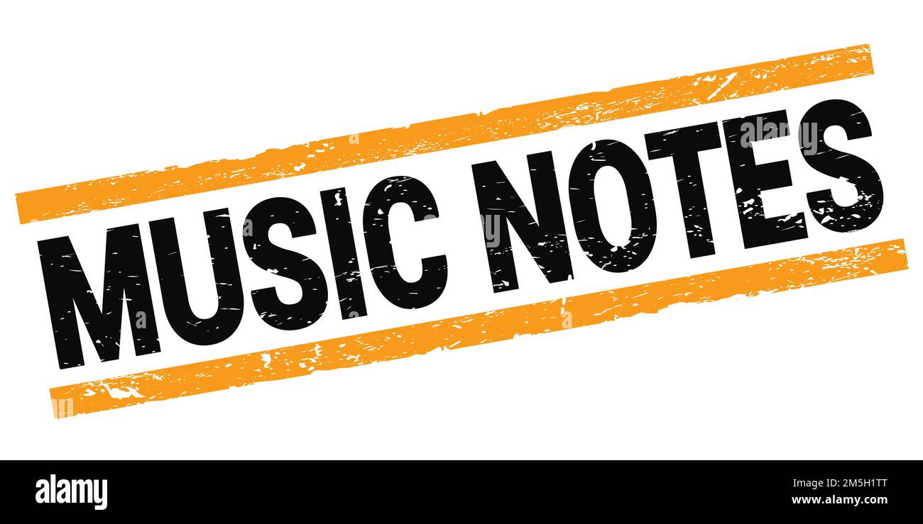 MUSIC NOTES text written on black-orange rectangle stamp sign Stock ...