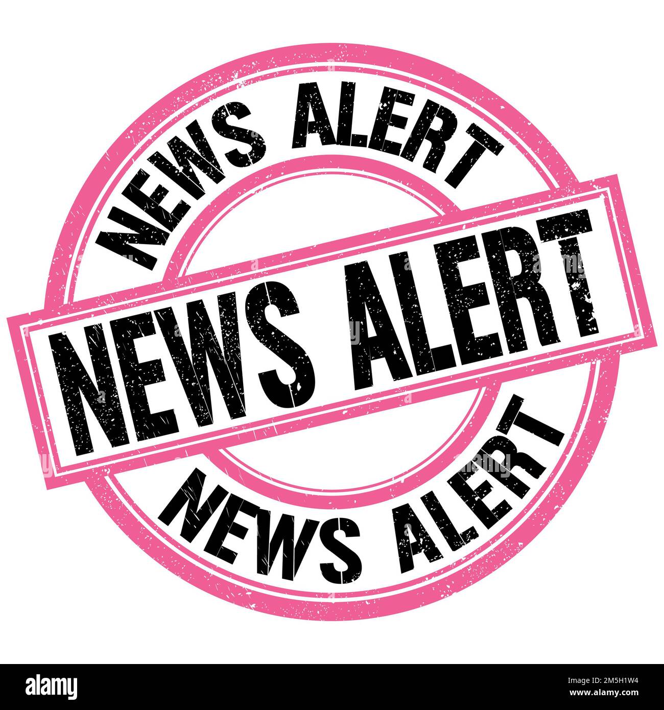 NEWS ALERT text written on pink-black round stamp sign Stock Photo - Alamy