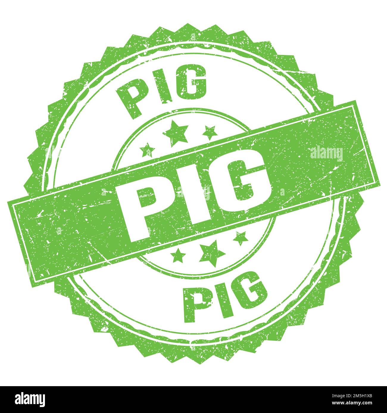 PIG text written on green round stamp sign Stock Photo - Alamy