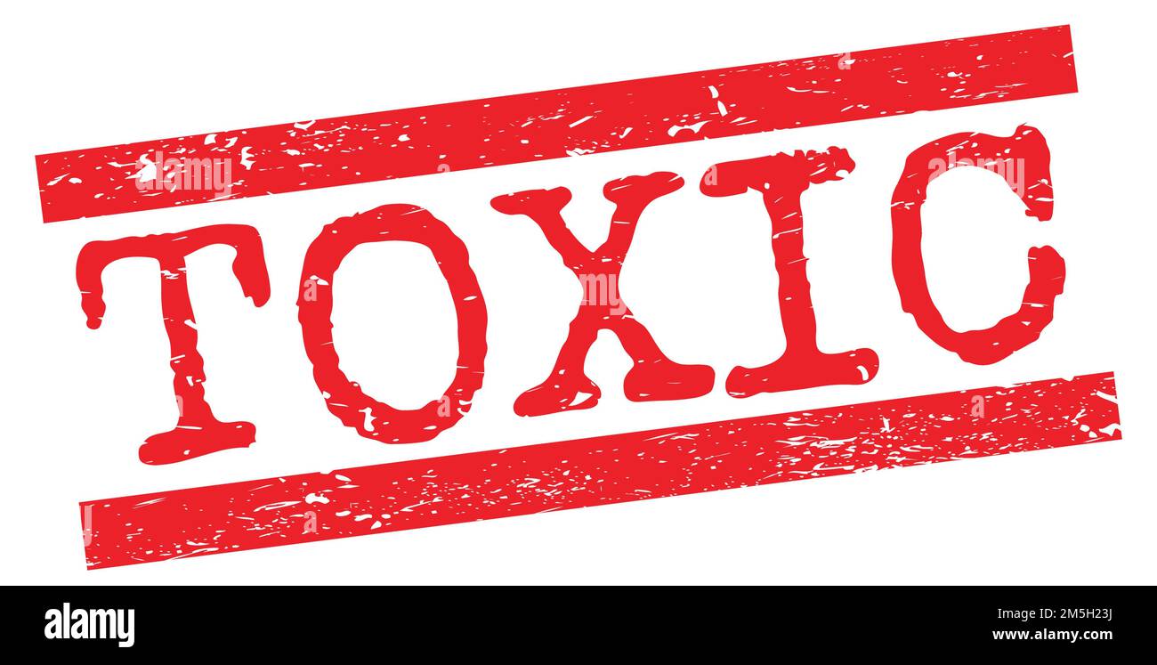 TOXIC text written on red grungy lines stamp sign Stock Photo - Alamy