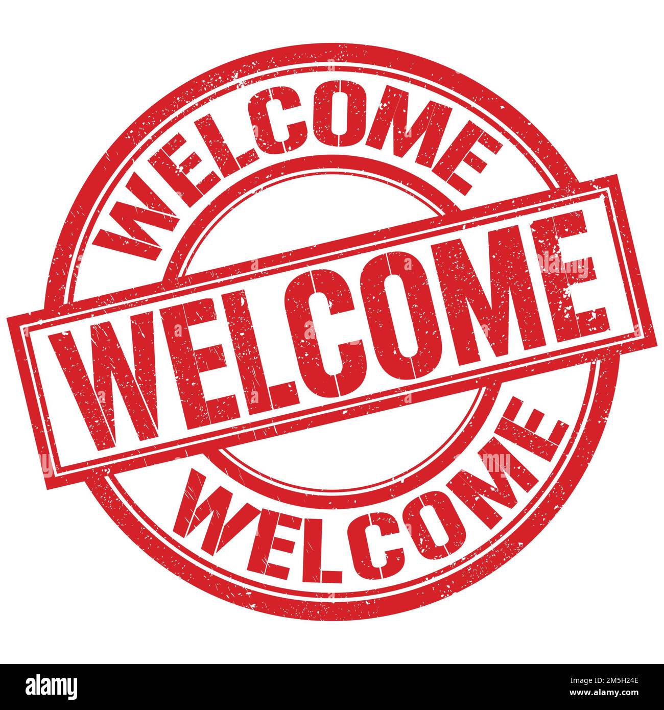 WELCOME text written word on red round stamp sign Stock Photo - Alamy