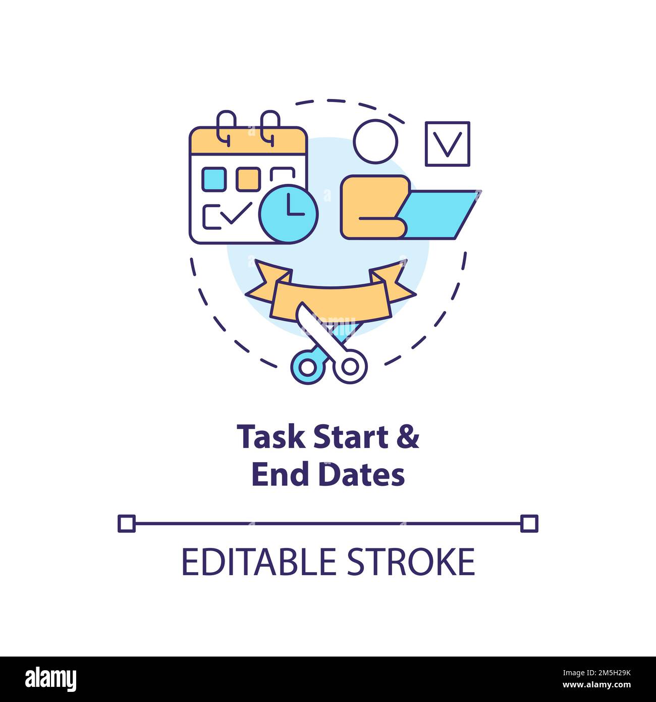 Task start and end dates concept icon Stock Vector Image & Art - Alamy
