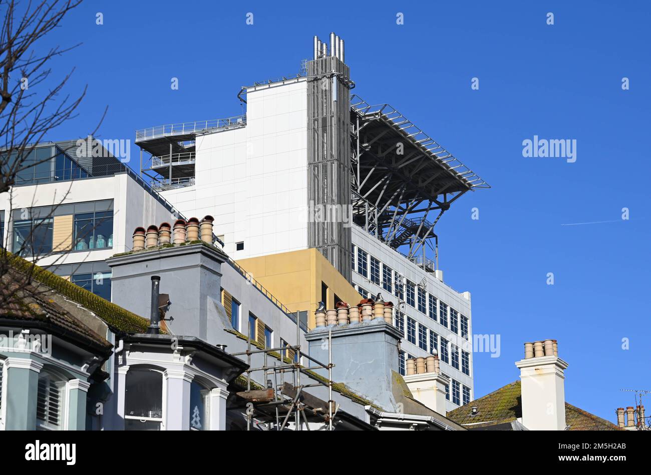 The Royal Sussex County Hospital RSCH in Brighton with helipad on roof ...