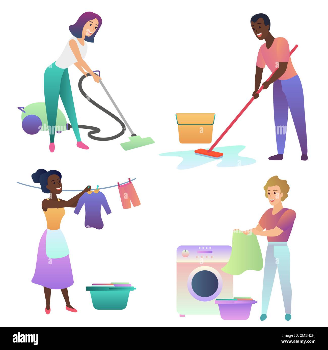 Cartoon illustration man cleaning up hi-res stock photography and ...