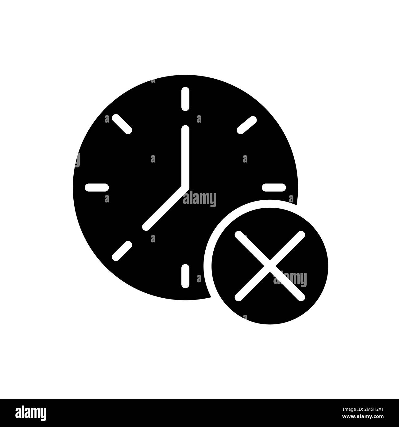 Clock with cross mark black glyph icon Stock Vector Image & Art - Alamy