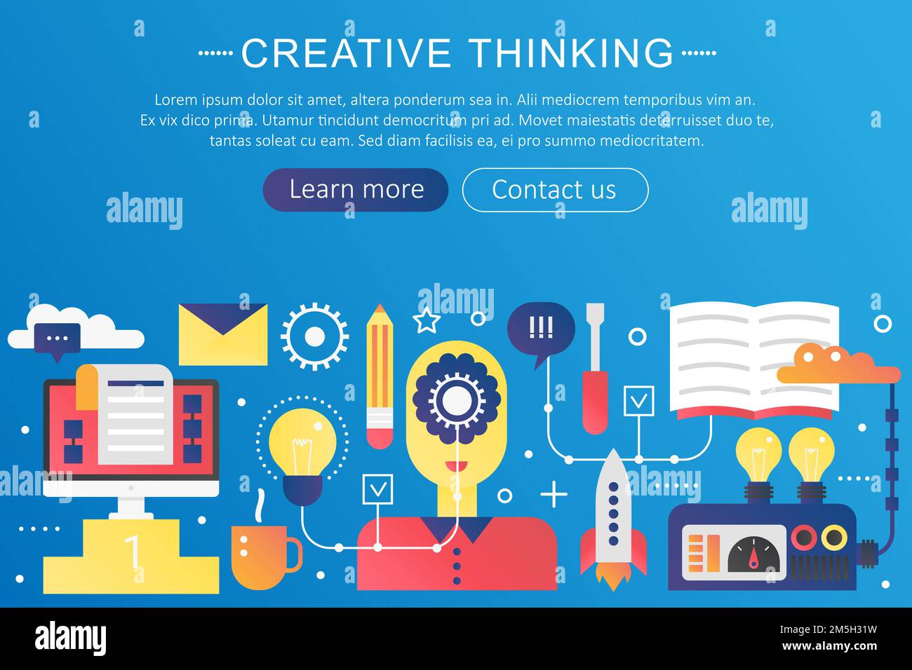 Vector trendy flat gradient color Creative thinking, fresh new Idea ...