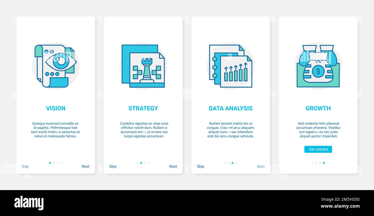 Business leader vision, profit growth strategy vector illustration. UX ...