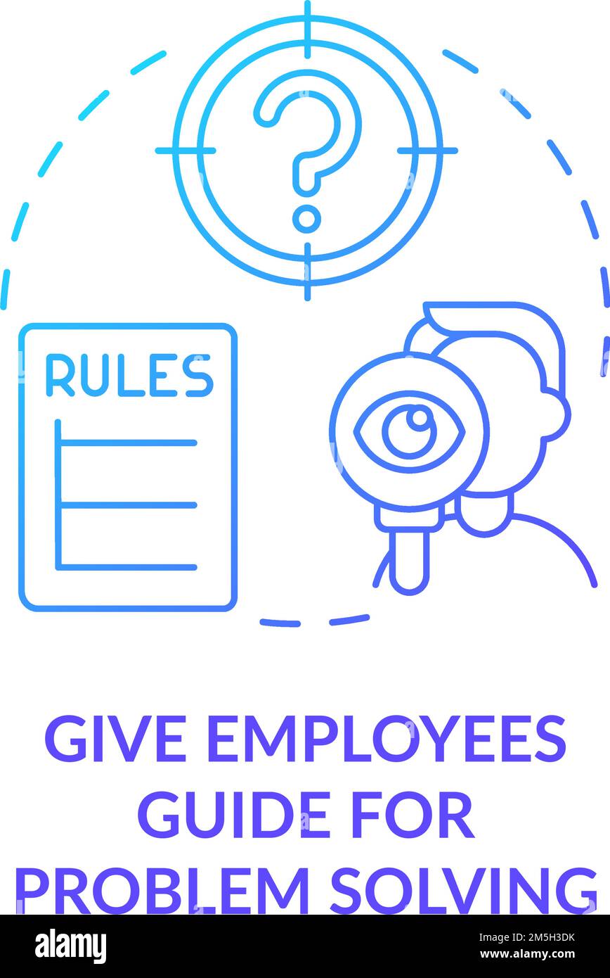 Give employees guide for problem solving blue gradient concept icon ...