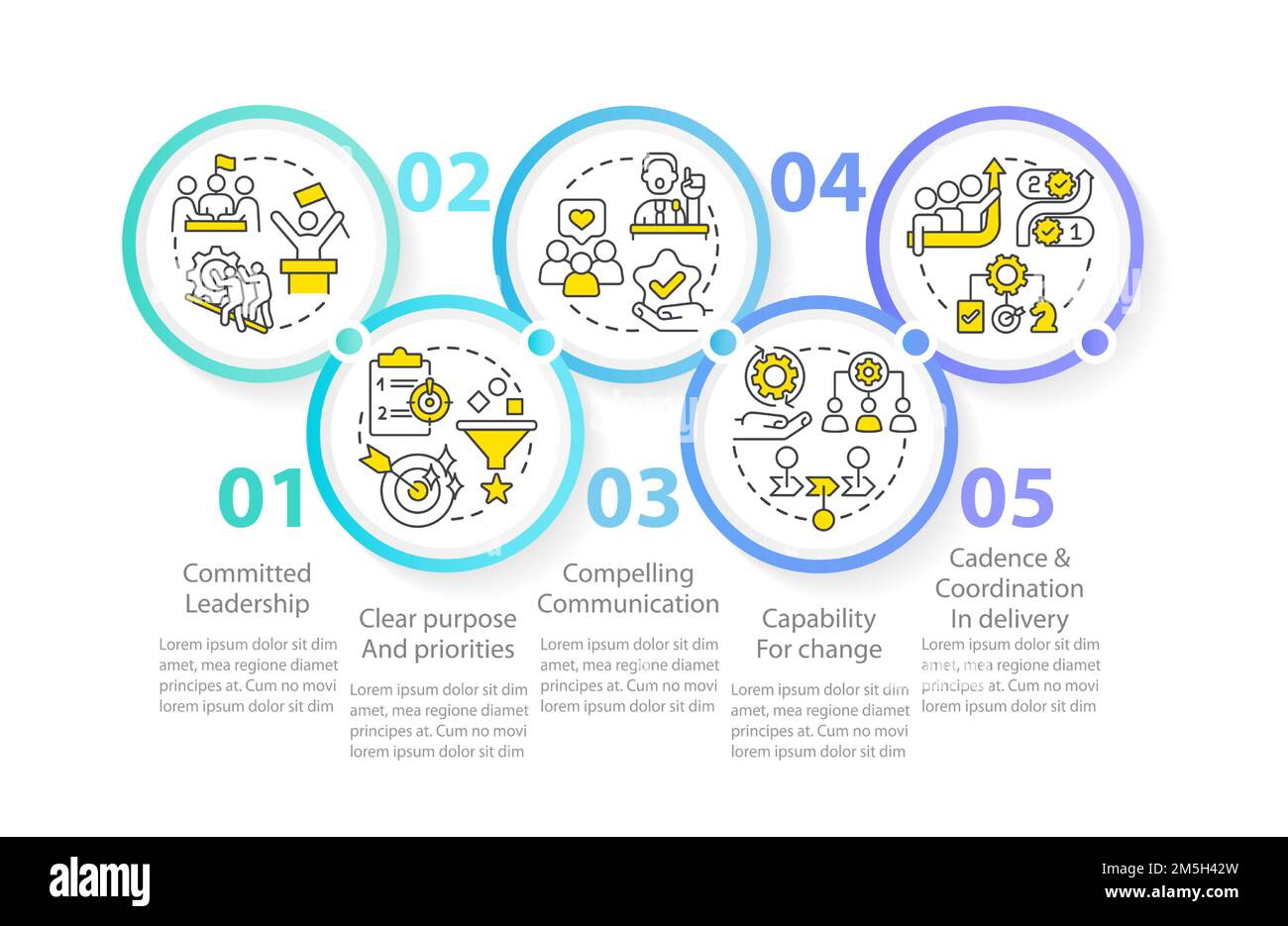 Government transformation disciplines round infographic template Stock ...