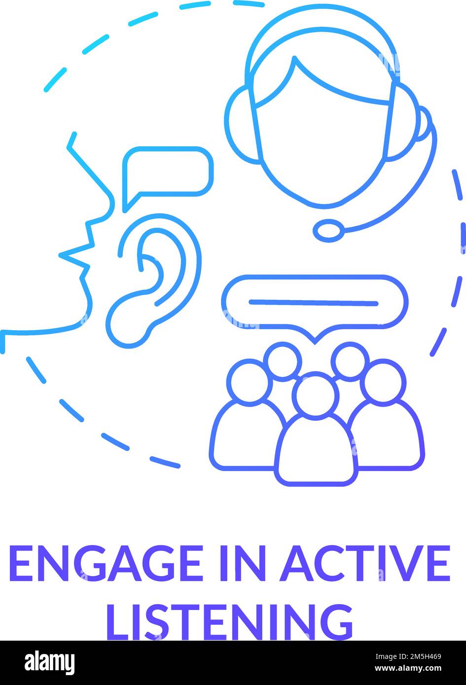 Engage in active listening blue gradient concept icon Stock Vector ...