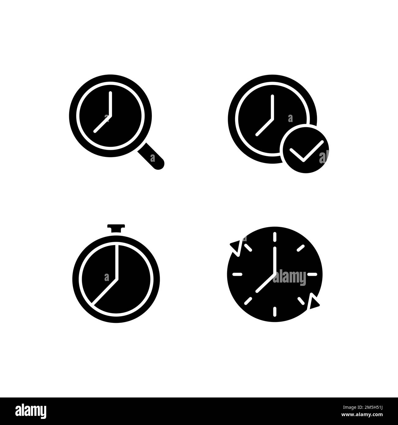 Time management black glyph icons set on white space Stock Vector Image ...