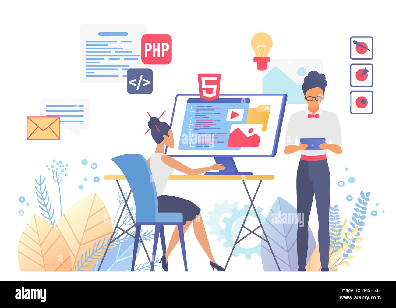 Programming And Coding Ux Ui Web Design Responsive Interface Development Concept Stock Vector