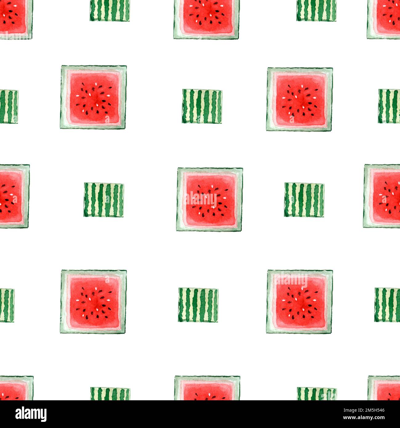 watercolor hand drawn watermelon seamless pattern. Fresh and sweet ...