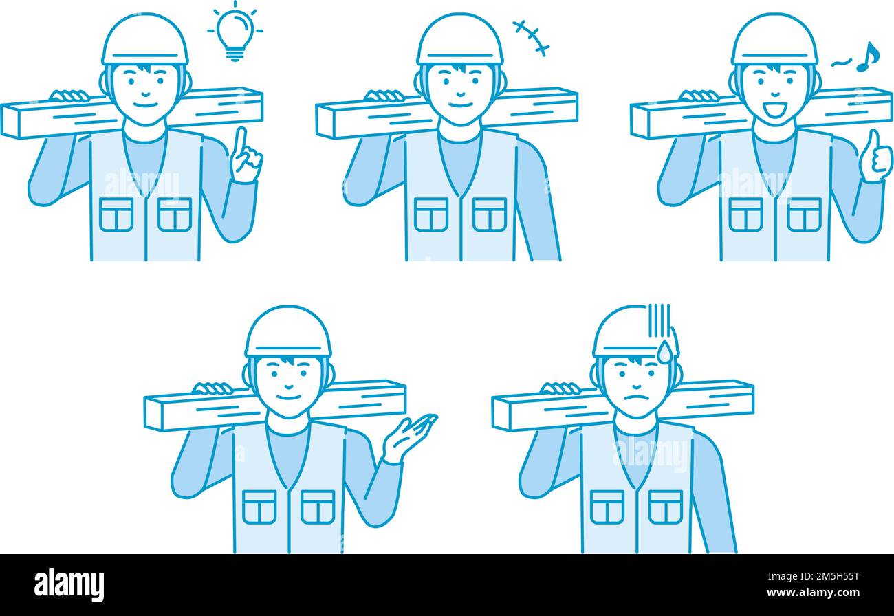 Young asian carpenter vector illustration set Stock Vector Image & Art ...