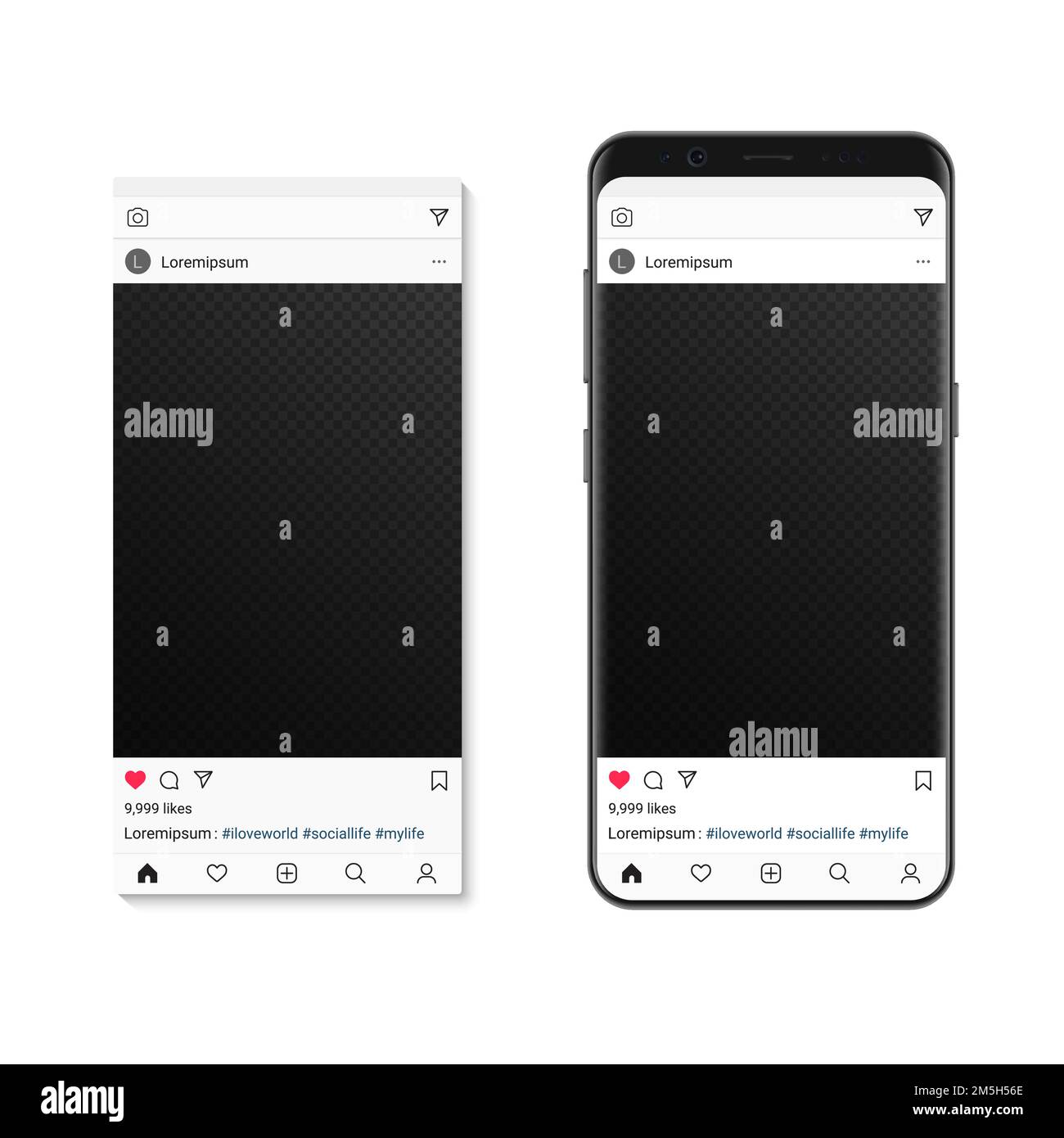 Social network pictire post on smartphone screen. Vector Mockup social ...