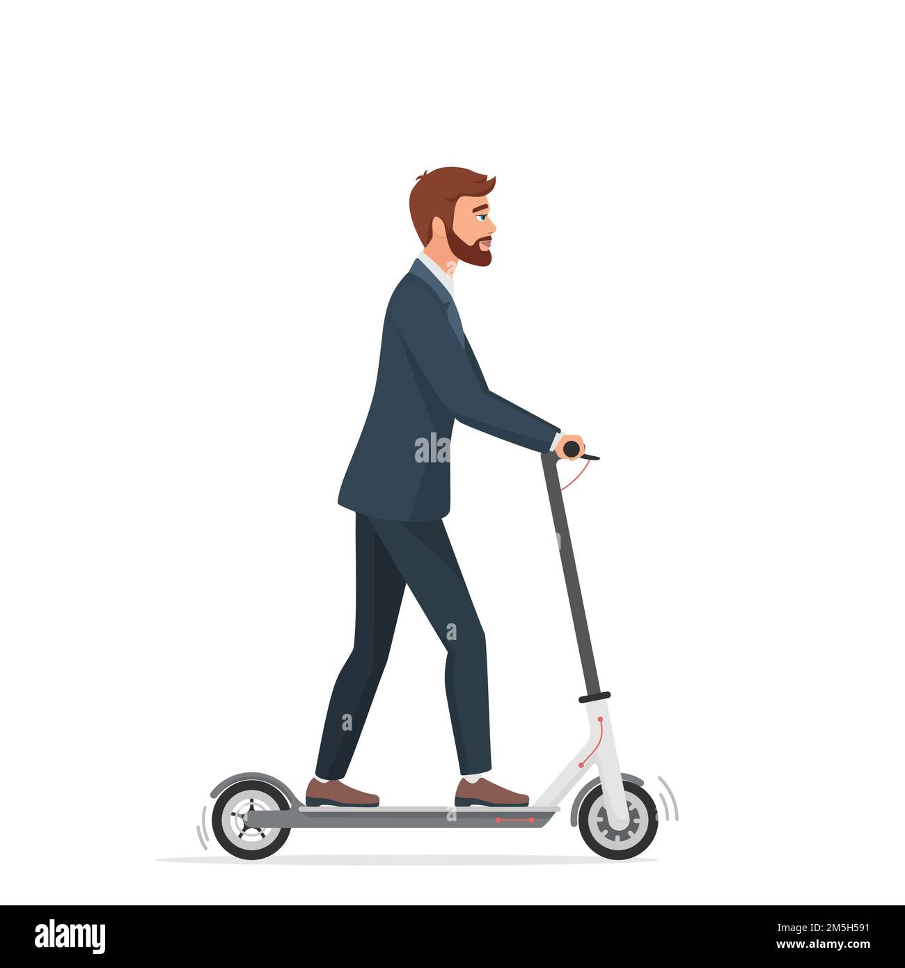 Businessman in formal suit using electric scooter urban vehicle ...