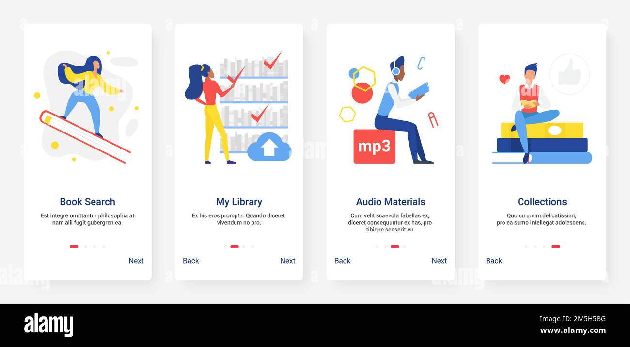 Online library education digital technology mobile app page onboard ...