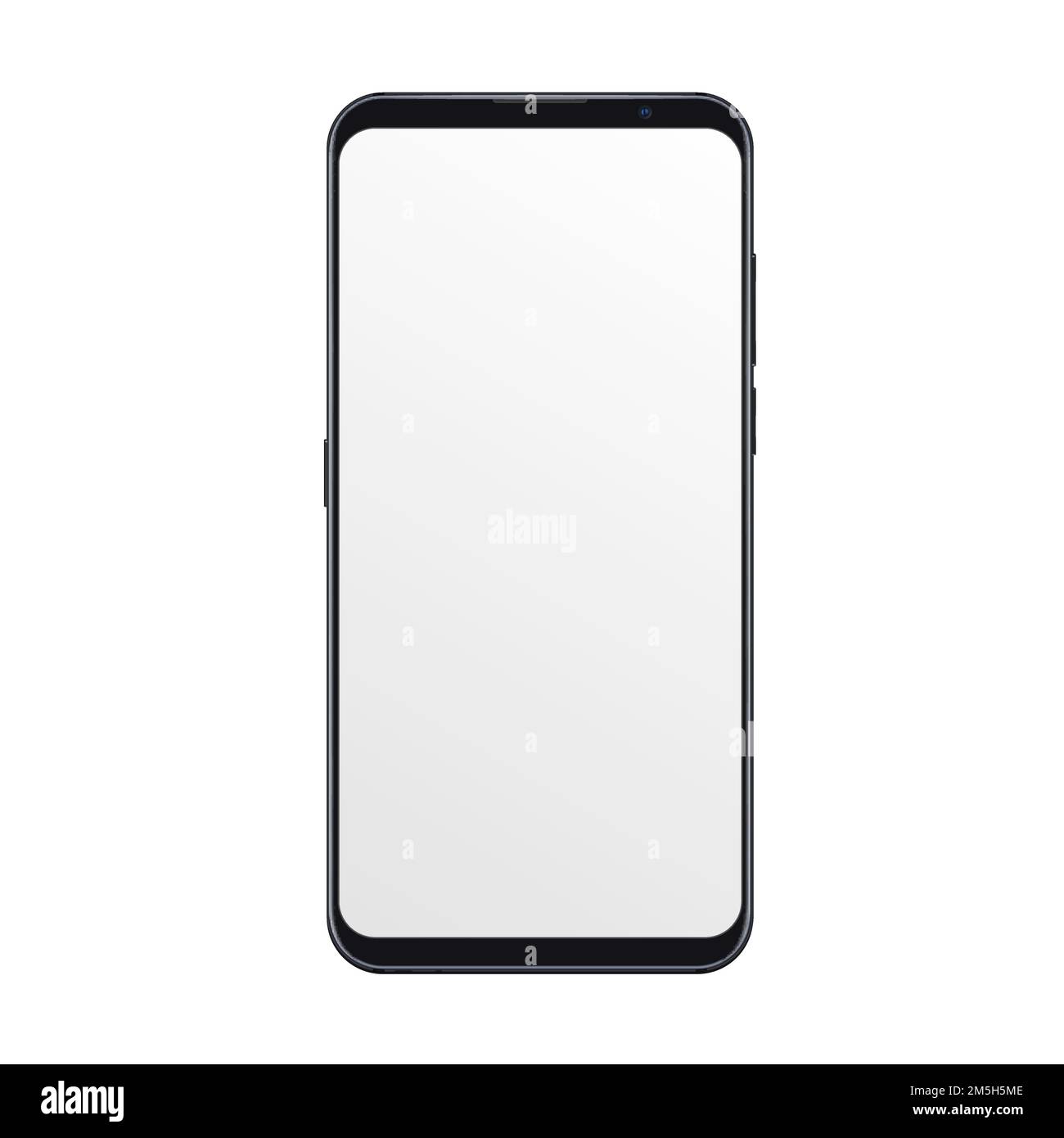 Realistic trendy smartphone mockup with blank black screen isolated on ...