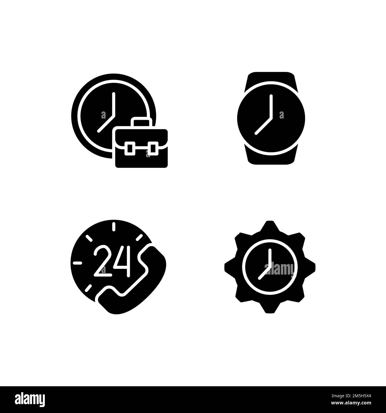 Keep track of hours black glyph icons set on white space Stock Vector ...