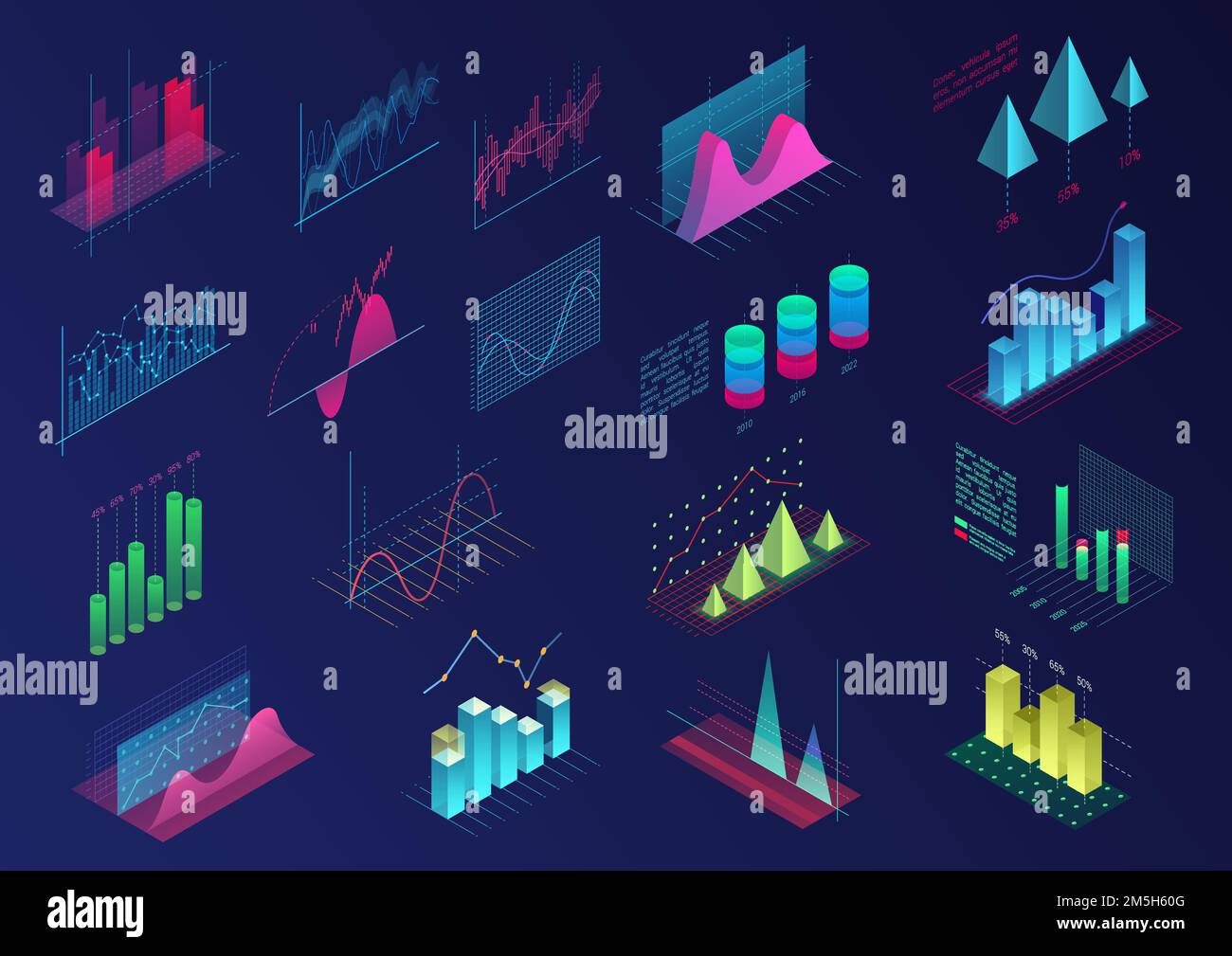 Set of vivid colorful infographic elements for ui design, presentation ...