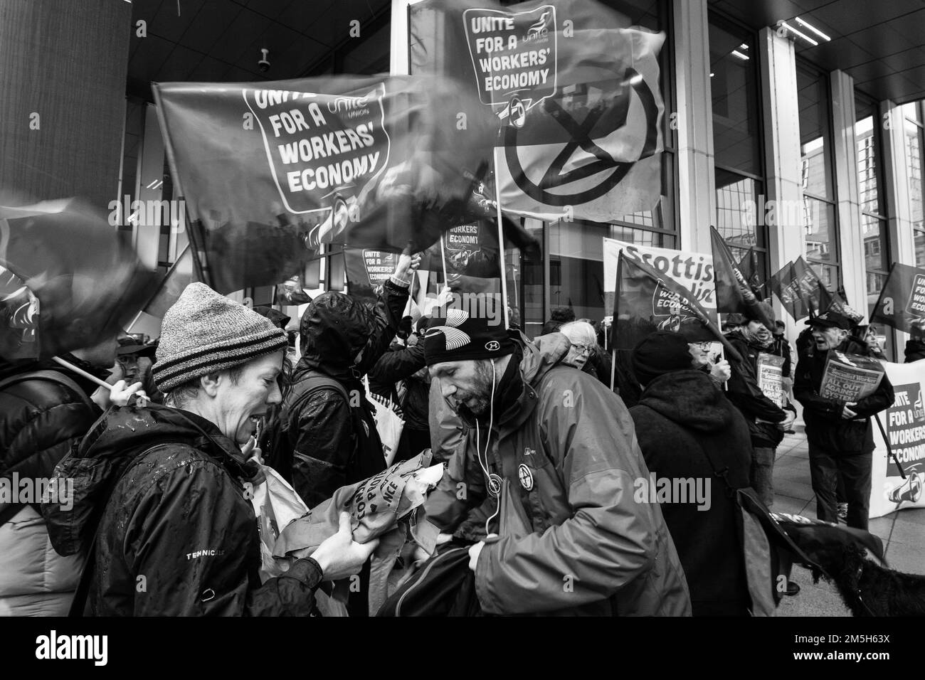 Unite union demonstration held outside the Scottish Power HQ in St ...