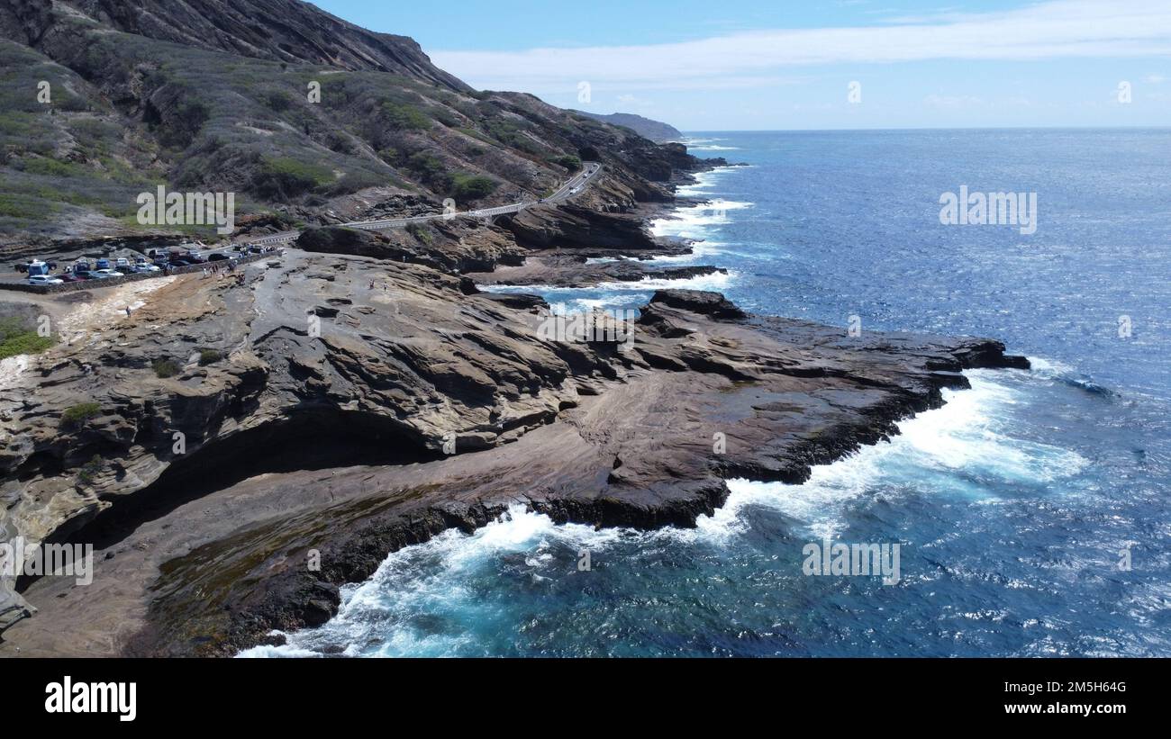 An aerial view of a beautiful lake near the mountains Stock Photo - Alamy