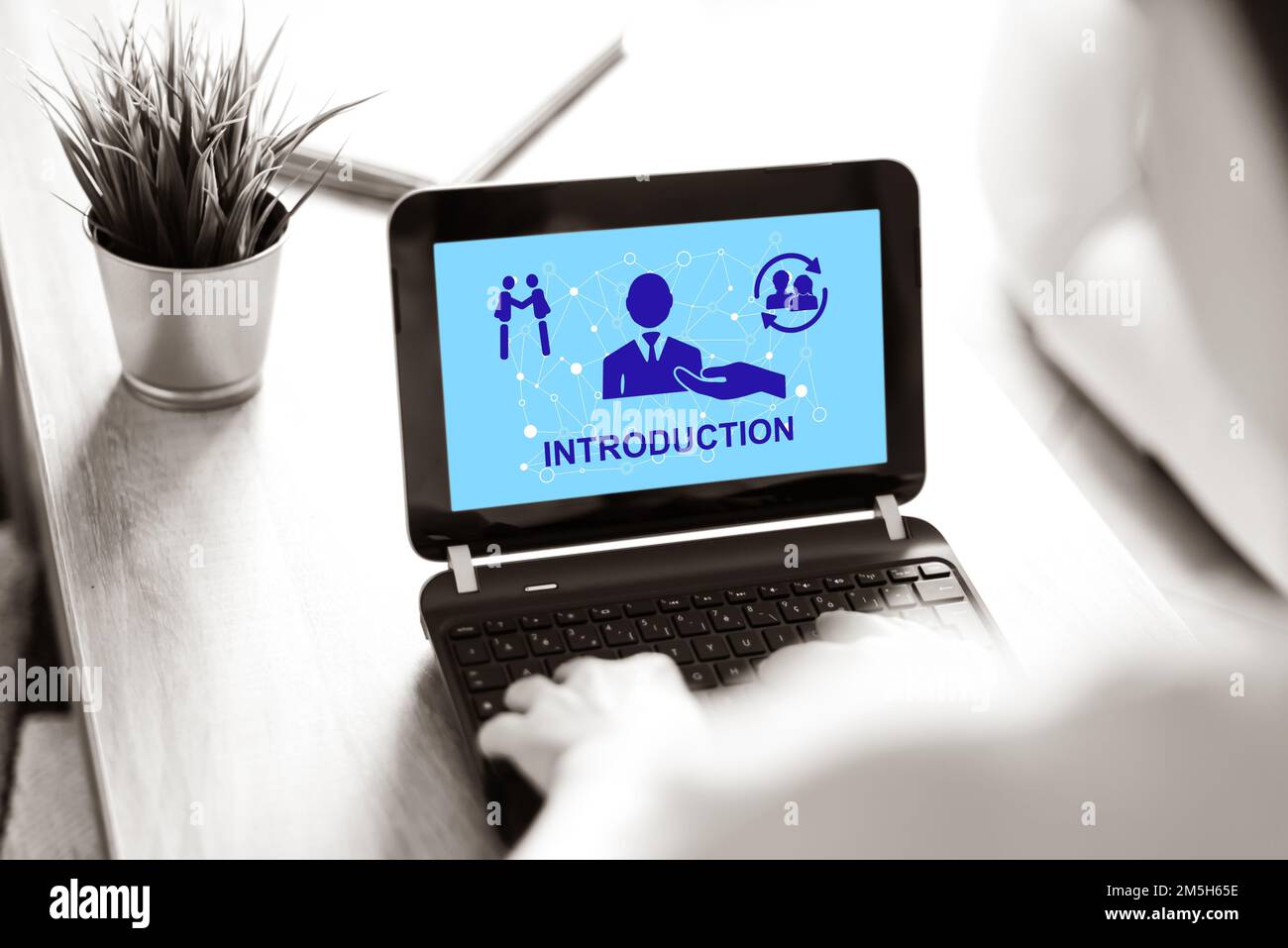 Laptop screen displaying an introduction concept Stock Photo - Alamy