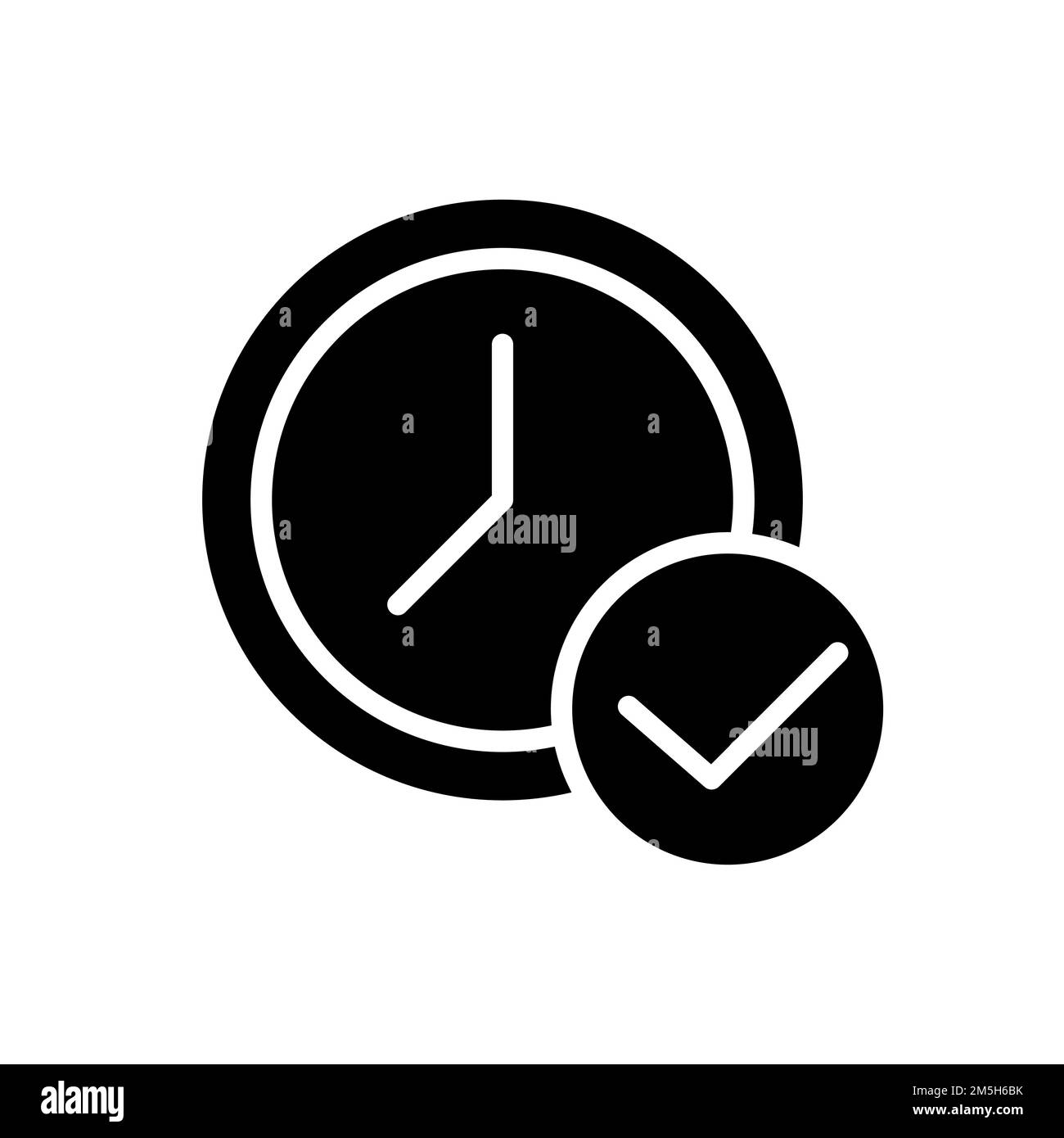 Clock with check mark black glyph icon Stock Vector Image & Art - Alamy