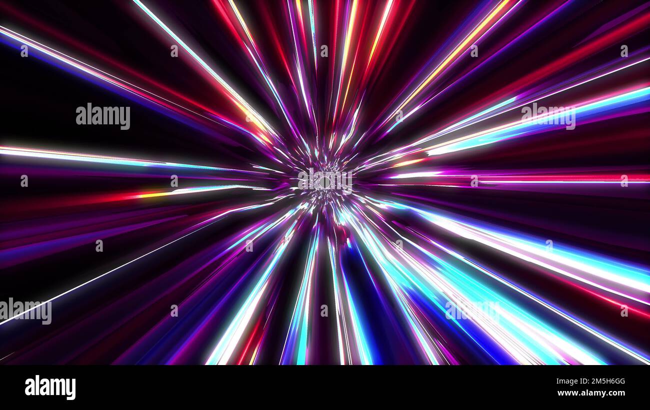 Cosmic trip to infinity. Psychedelic abstract tunnel, ultraviolet ...