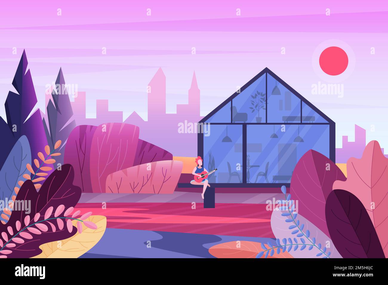 Evening view park in Stock Vector Images - Alamy