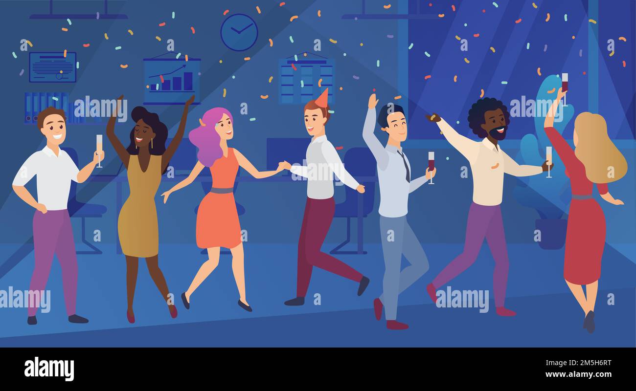 New year corporate party or birthday celebrating in office. Business ...