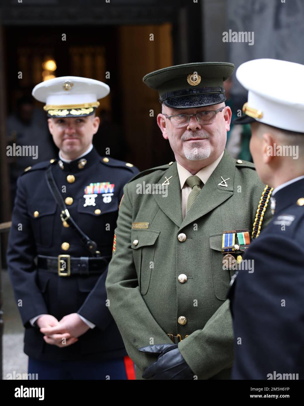 U.S. Marine Corps officers with the 1st Marine Corps District interact ...