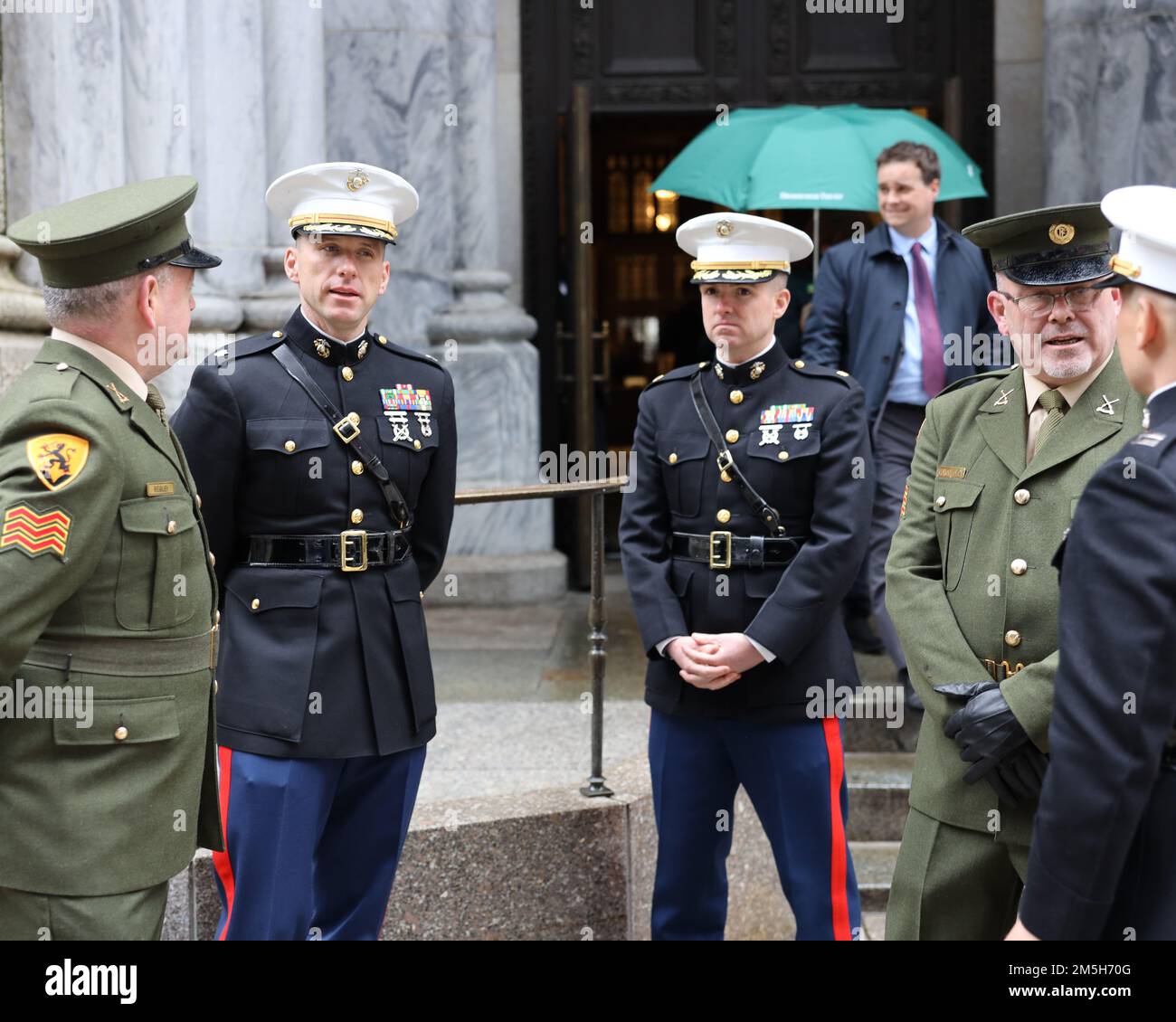 U.S. Marine Corps officers with the 1st Marine Corps District interact ...