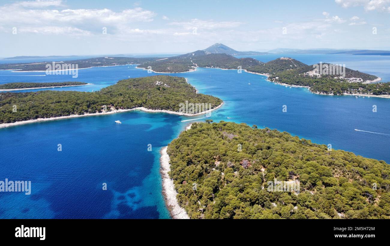 An aerial view of the scenic shore of Croatia under a sunny sky Stock ...